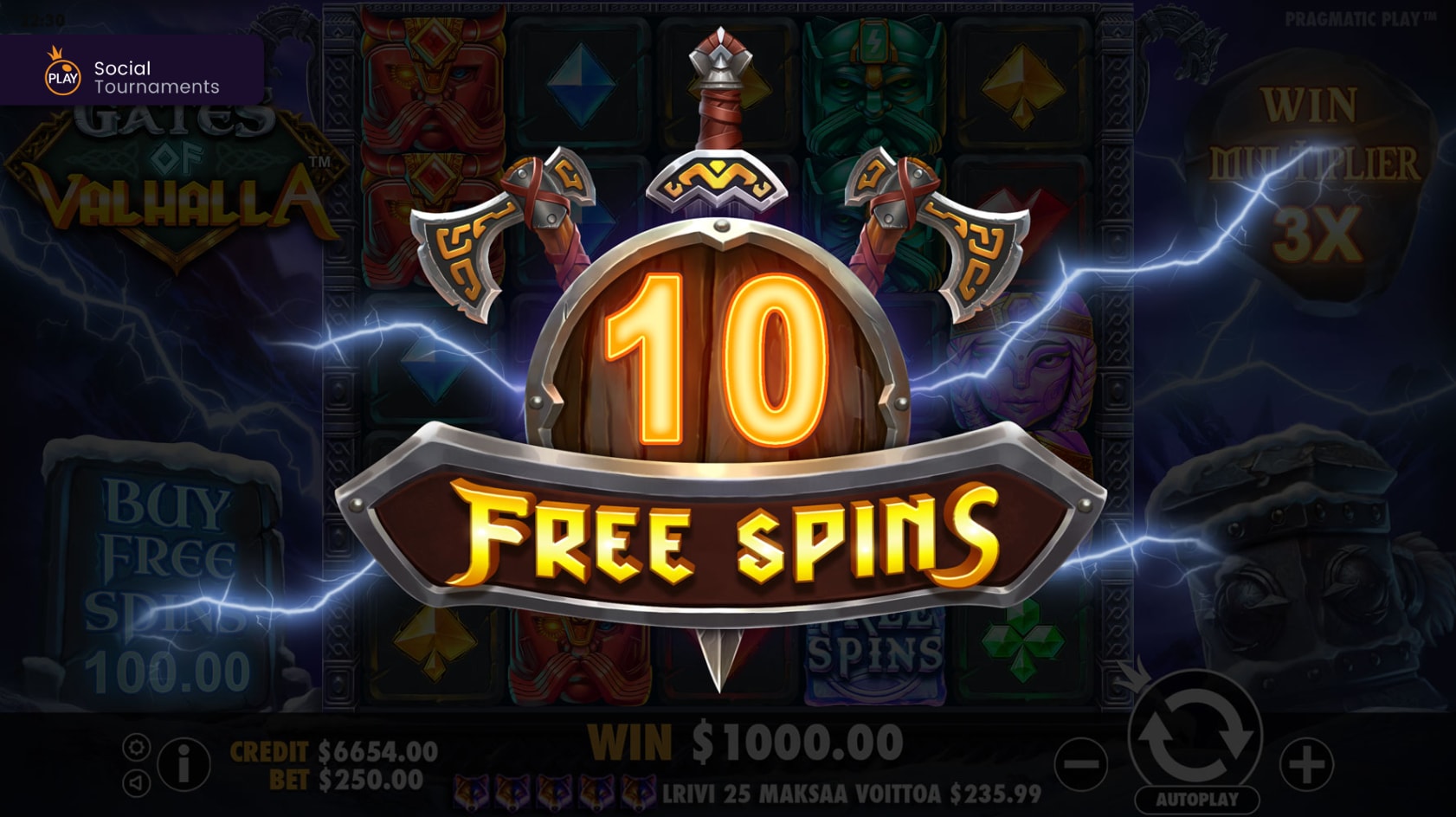 Play the Gates of Valhalla Slot for free at Social Tournaments
