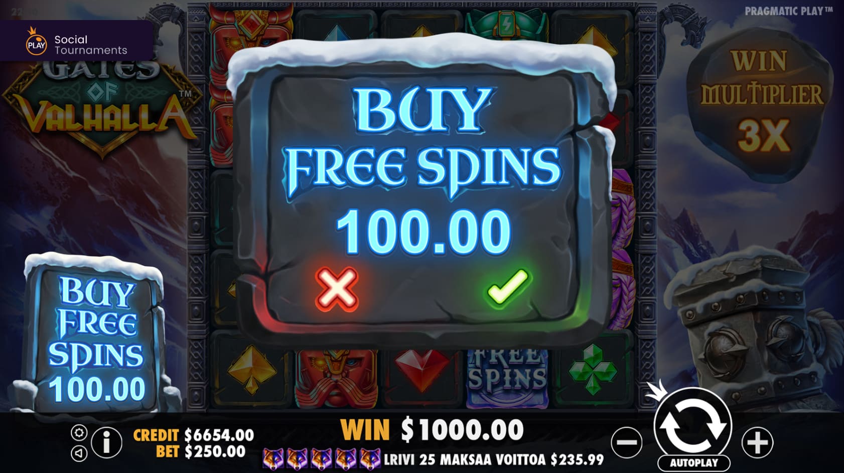 Play the Gates of Valhalla Slot for free at Social Tournaments